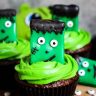 Frankenstein Cupcakes #HalloweenTreatsWeek - Semi Homemade Recipes